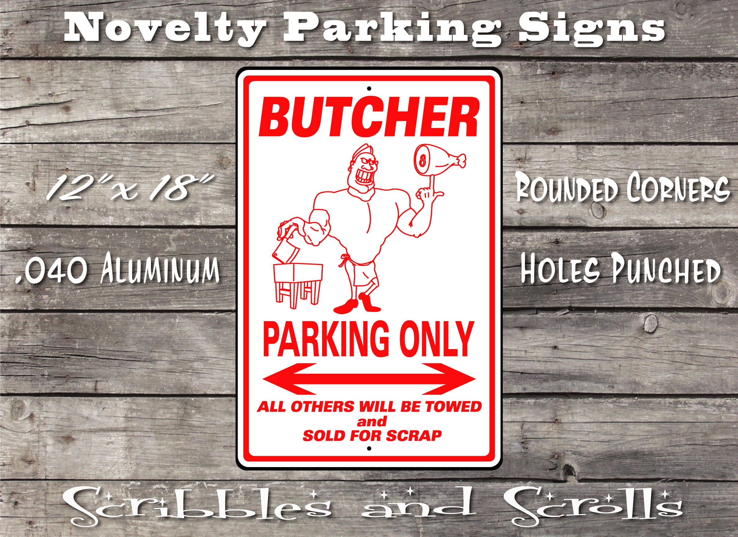 Butcher Parking Sign Mancave Garage Shop Cattle Beef Pork | Etsy