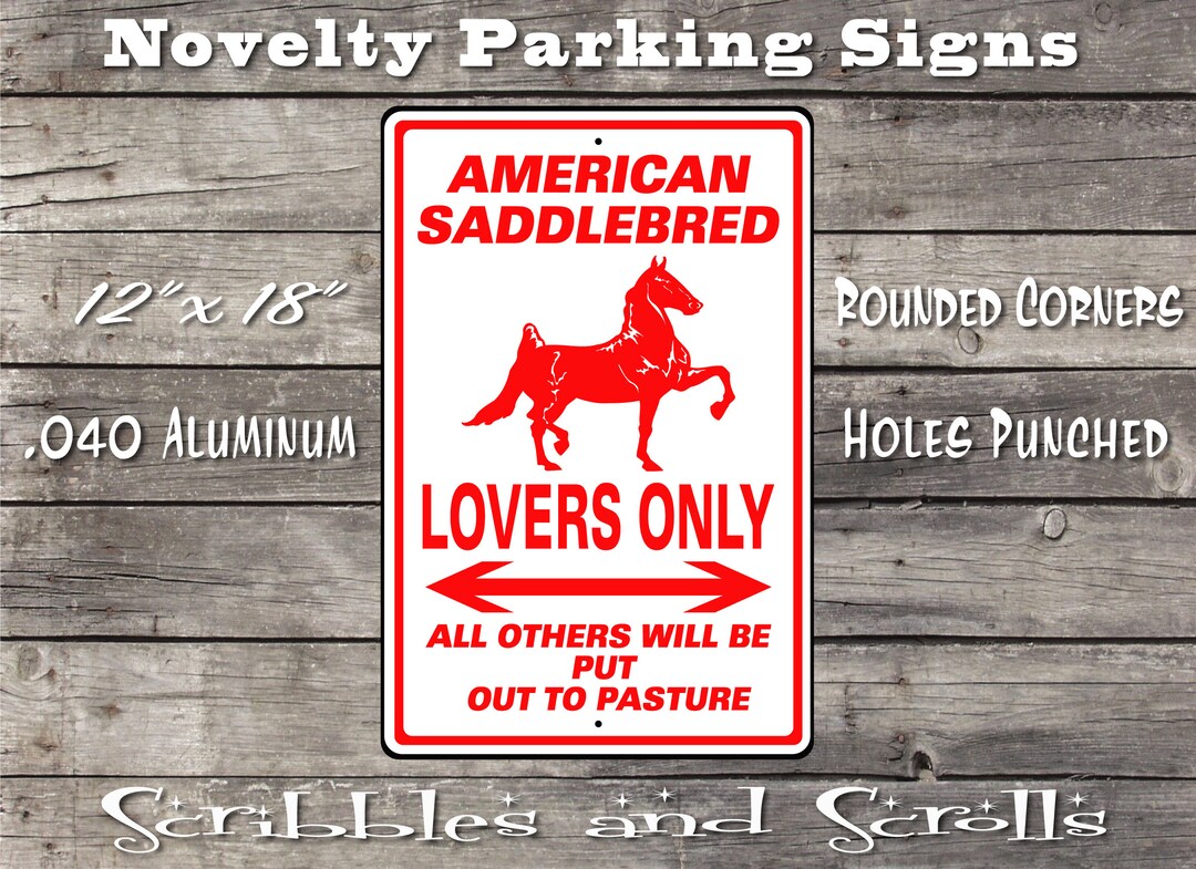 American Saddlebred Horse Parking Sign, Equestrian, Equine, Breeding ...