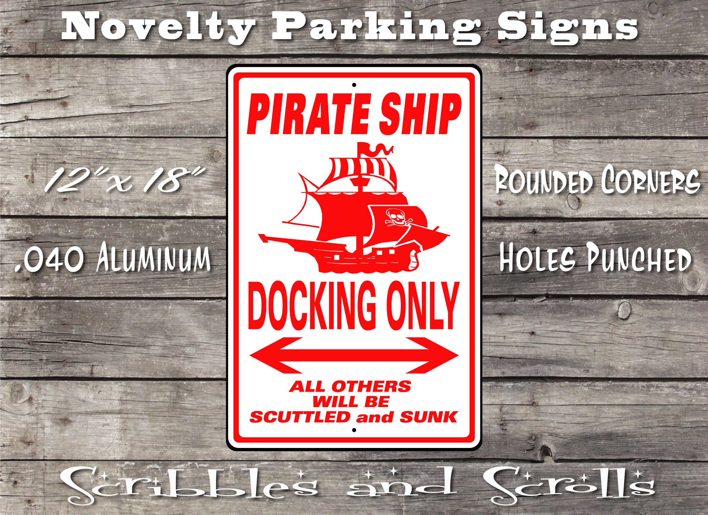 Pirate Ship Docking Parking Sign Garage Basement Wall Art | Etsy