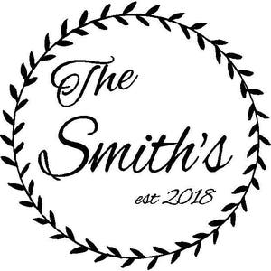 Wedding Personalized Est Wreath Decal , Wall Decal - Etsy