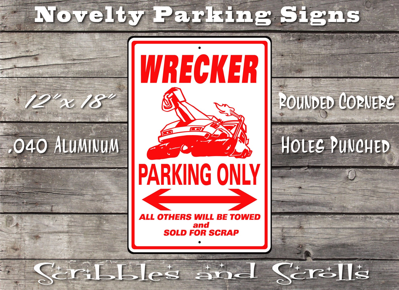 Wrecker Tow Truck Parking Sign Mancave Garage Lot Rollback Jerrdan Jerr ...