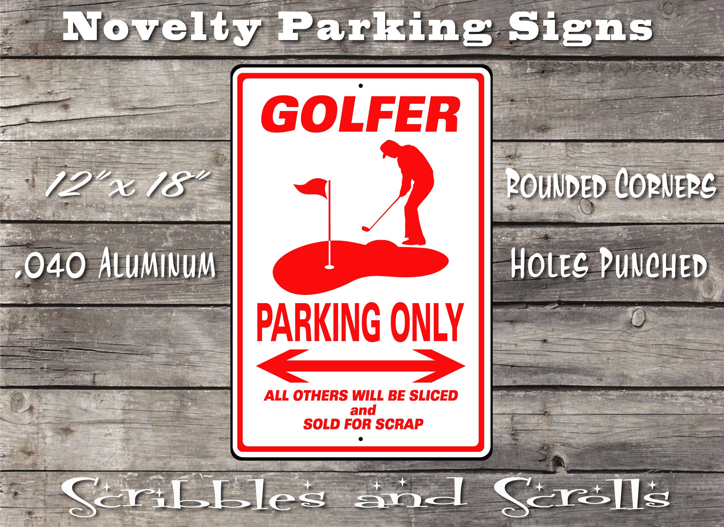 Golfer Parking Sign Golfing Golf Course Club Wood Iron | Etsy