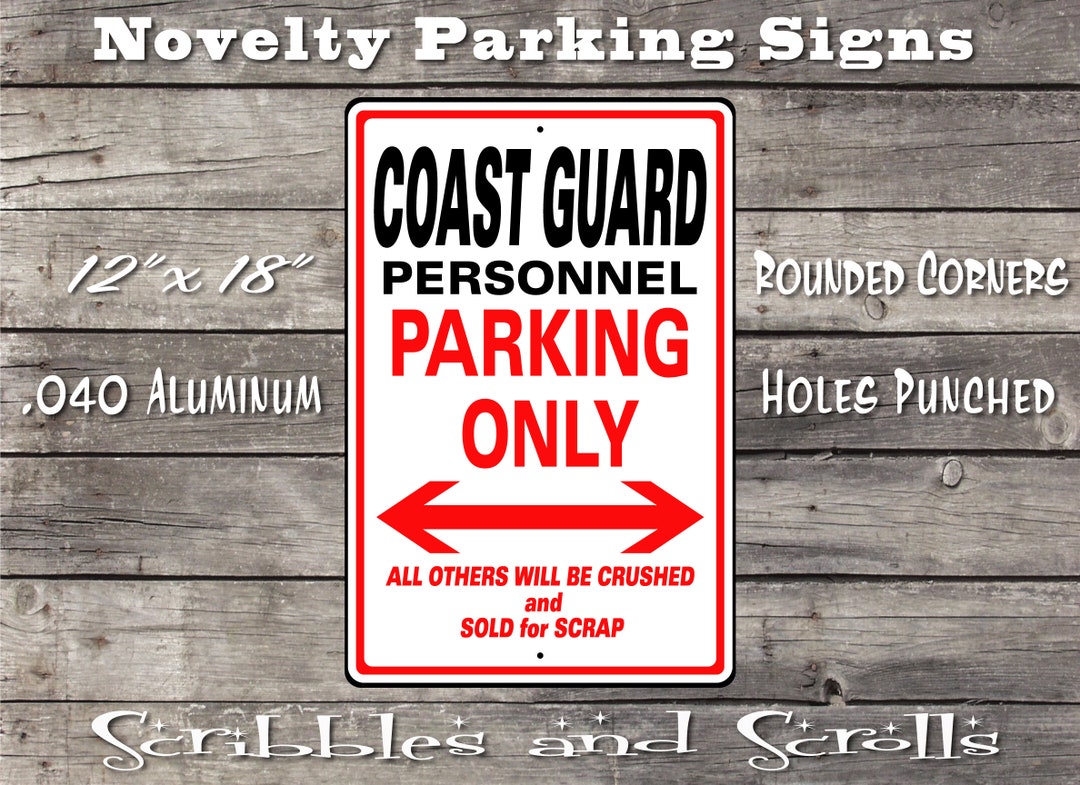 Coast Guard Personnel Parking Sign Mancave Garage USA US USCG Military ...