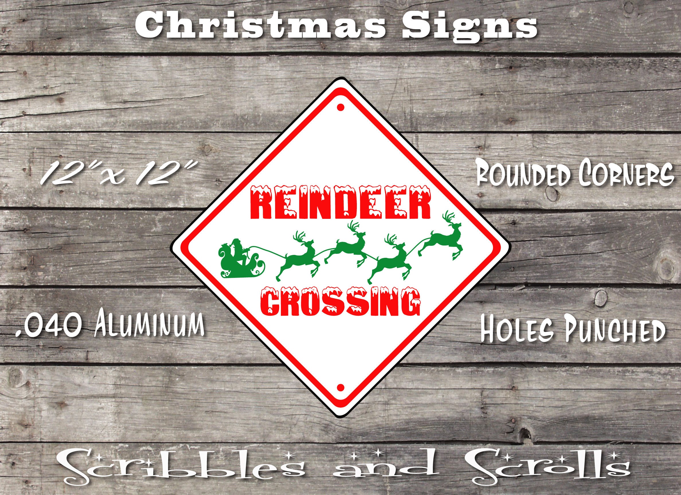 Reindeer Crossing Christmas Sign Jesus Birthday New Year | Etsy