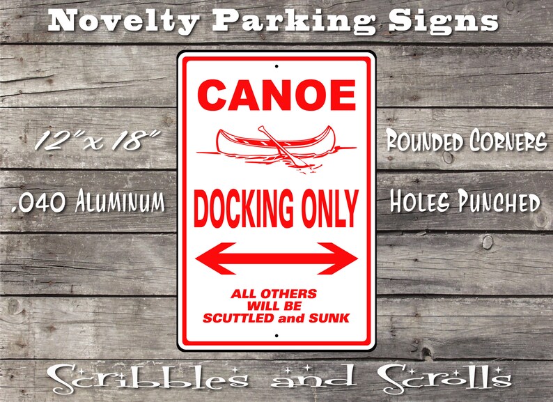 Canoe Boat Docking Parking Sign Garage Basement Wall Art | Etsy