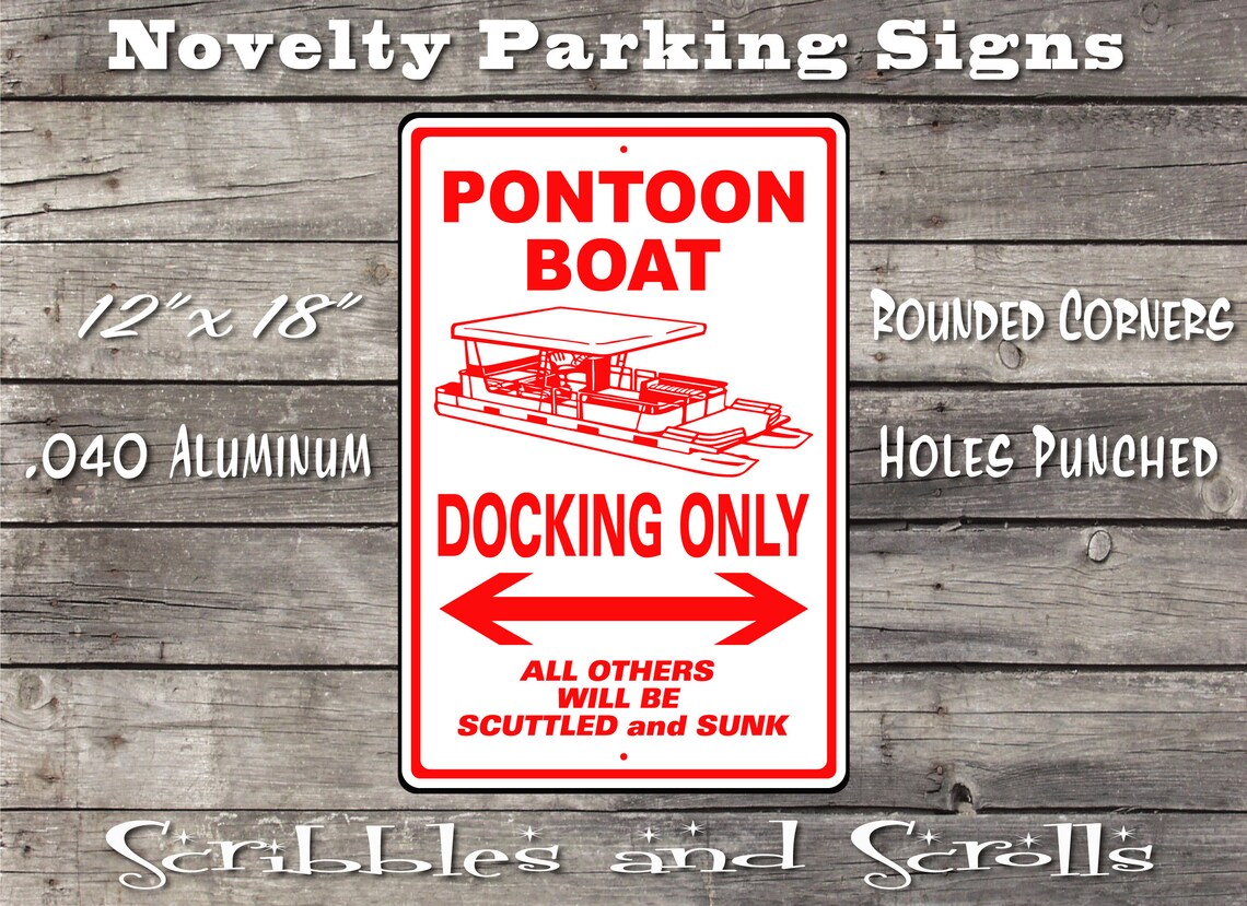 Pontoon Boat Docking Parking Sign Garage Basement Wall Art | Etsy
