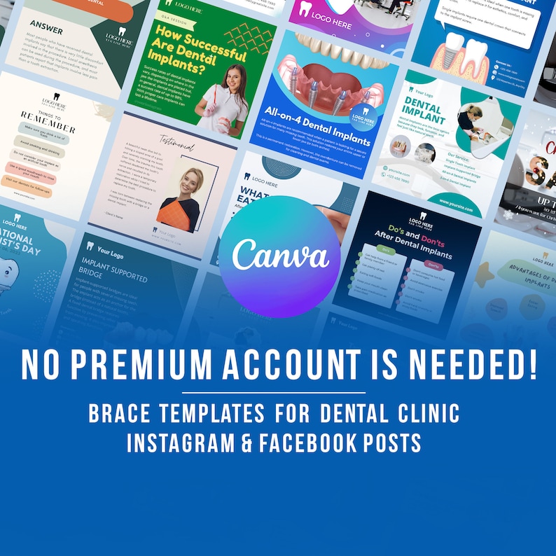 Dental Implant Instagram Post Template, Editable Template for Social ...