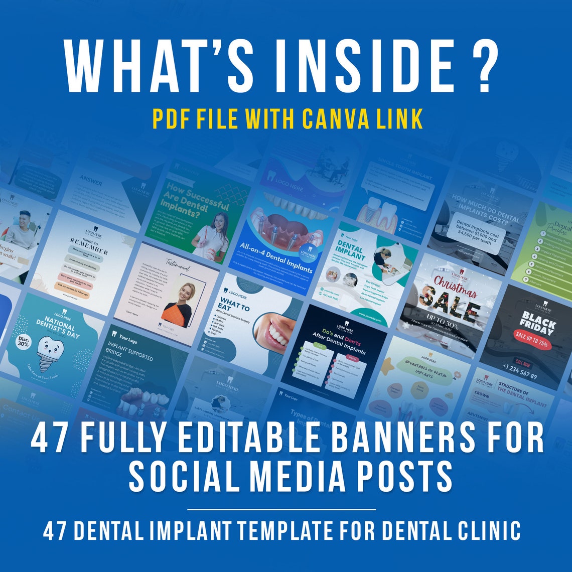 Dental Implant Instagram Post Template Editable Template for - Etsy