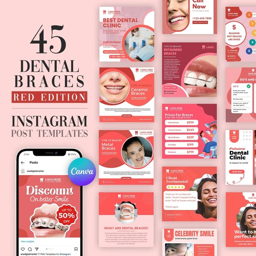Dental Clinic Instagram Templates Dentist Instagram Posts - Etsy