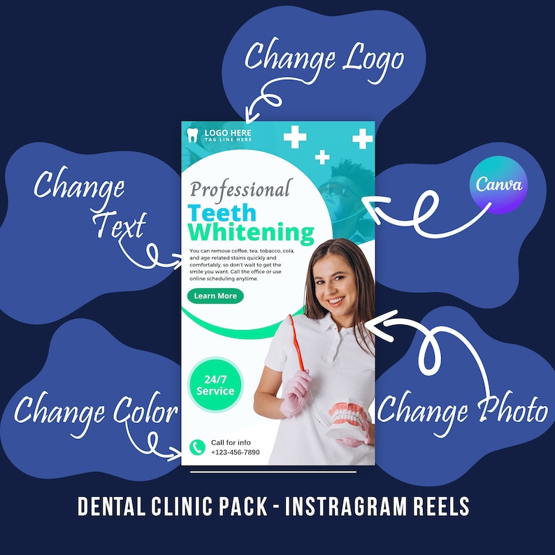 54 Dental Clinic Instagram Reels Template, Editable Template, Dental ...