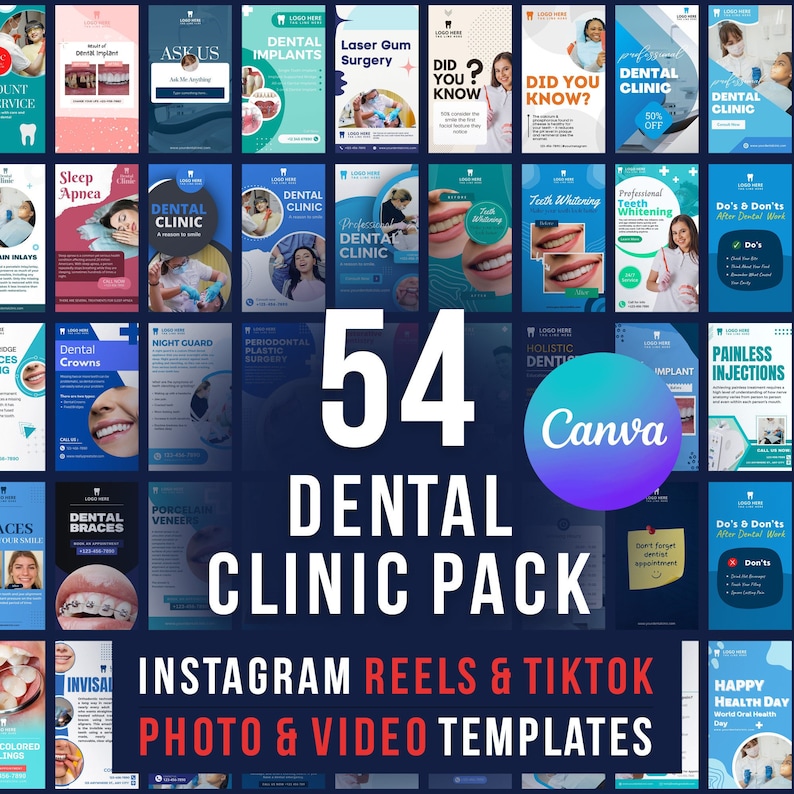 54 Dental Clinic Instagram Reels Template, Editable Template, Dental ...