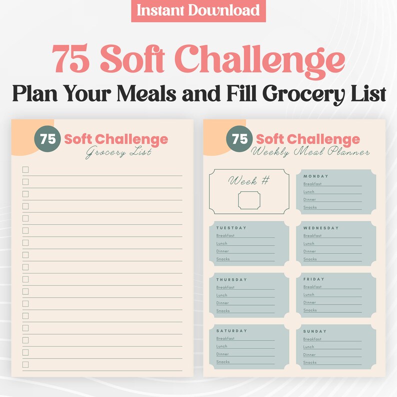 75 Soft Challenge Bundle, Editable 75 Soft, Printable 75 Soft Tracker ...
