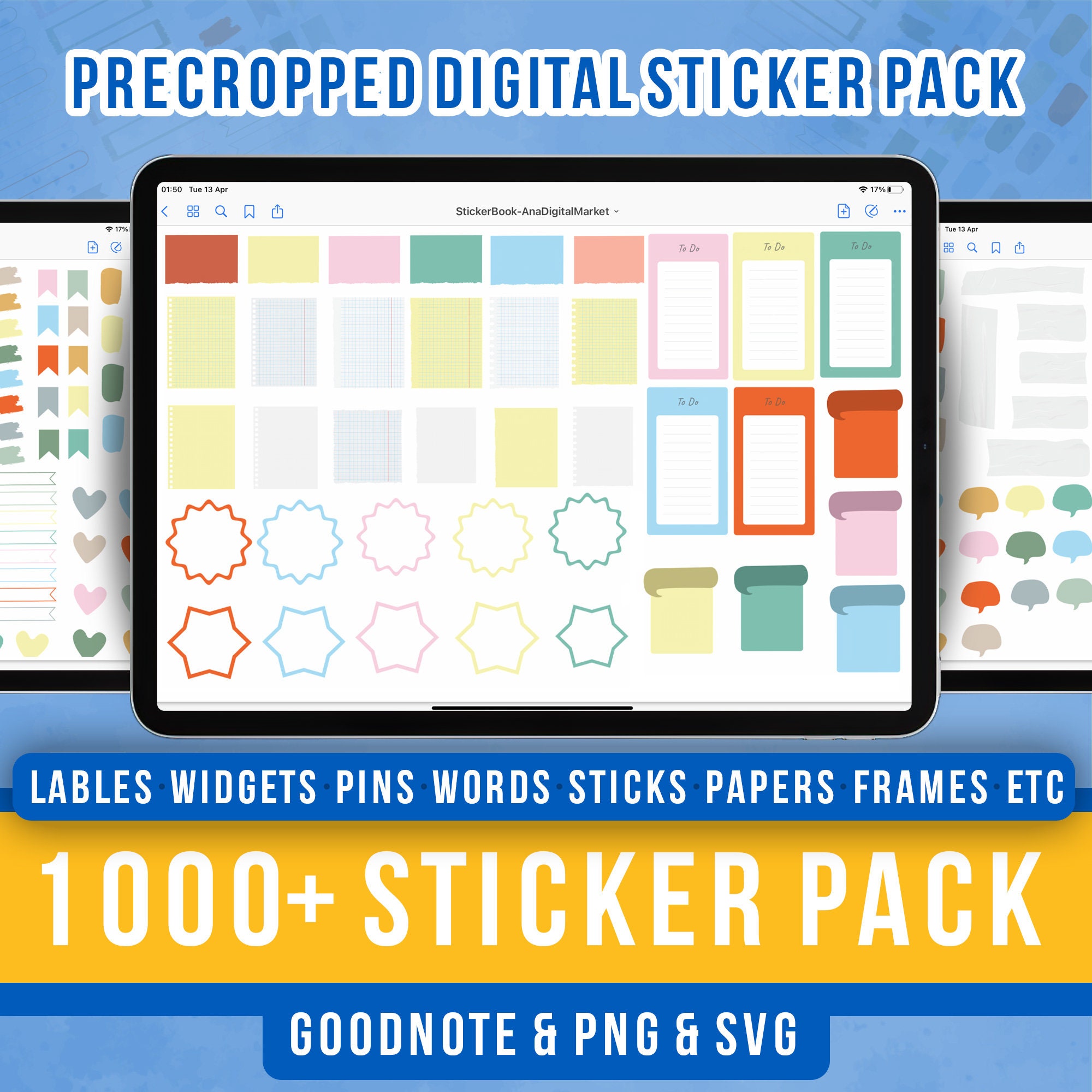 1000 Digital Widget Sticker Pack Goodnote Sticker, Notability ...
