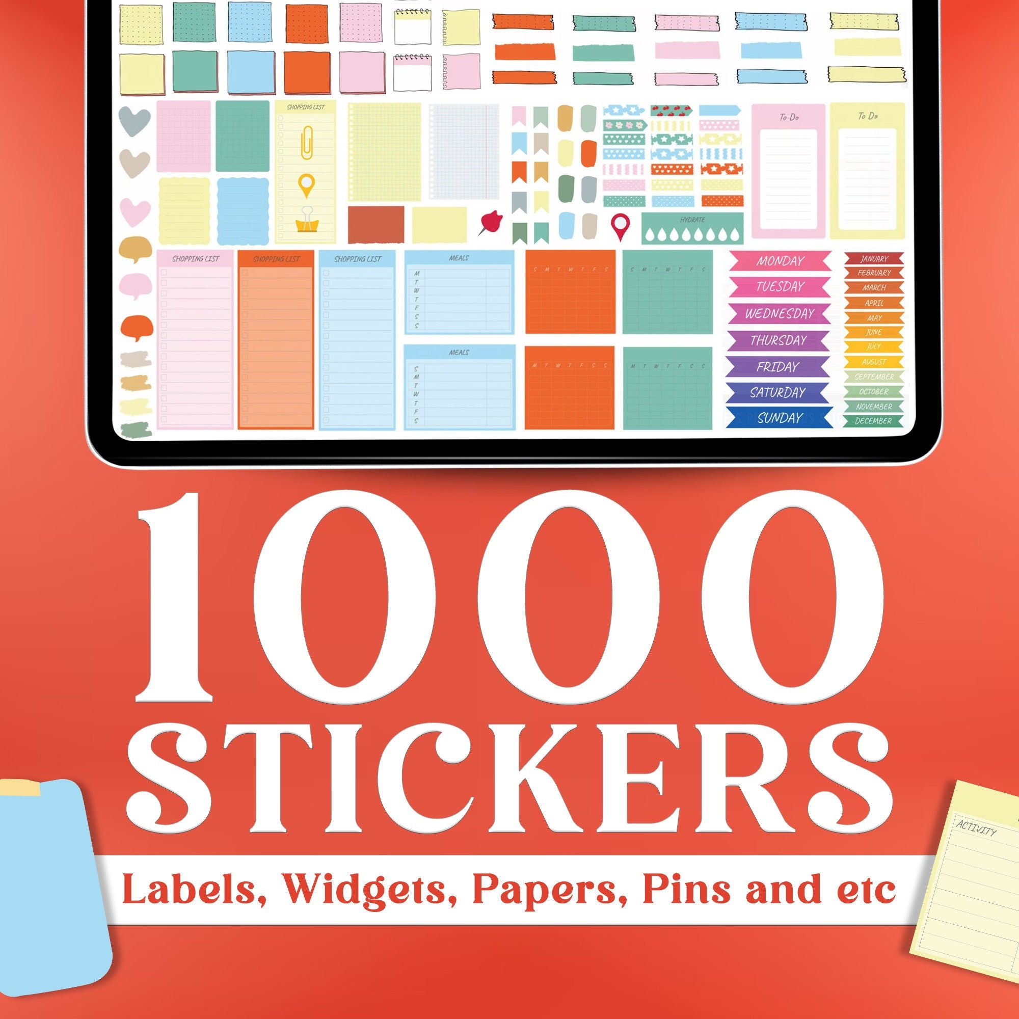 1000 Digital Widget Sticker Pack Goodnote Sticker, Notability ...