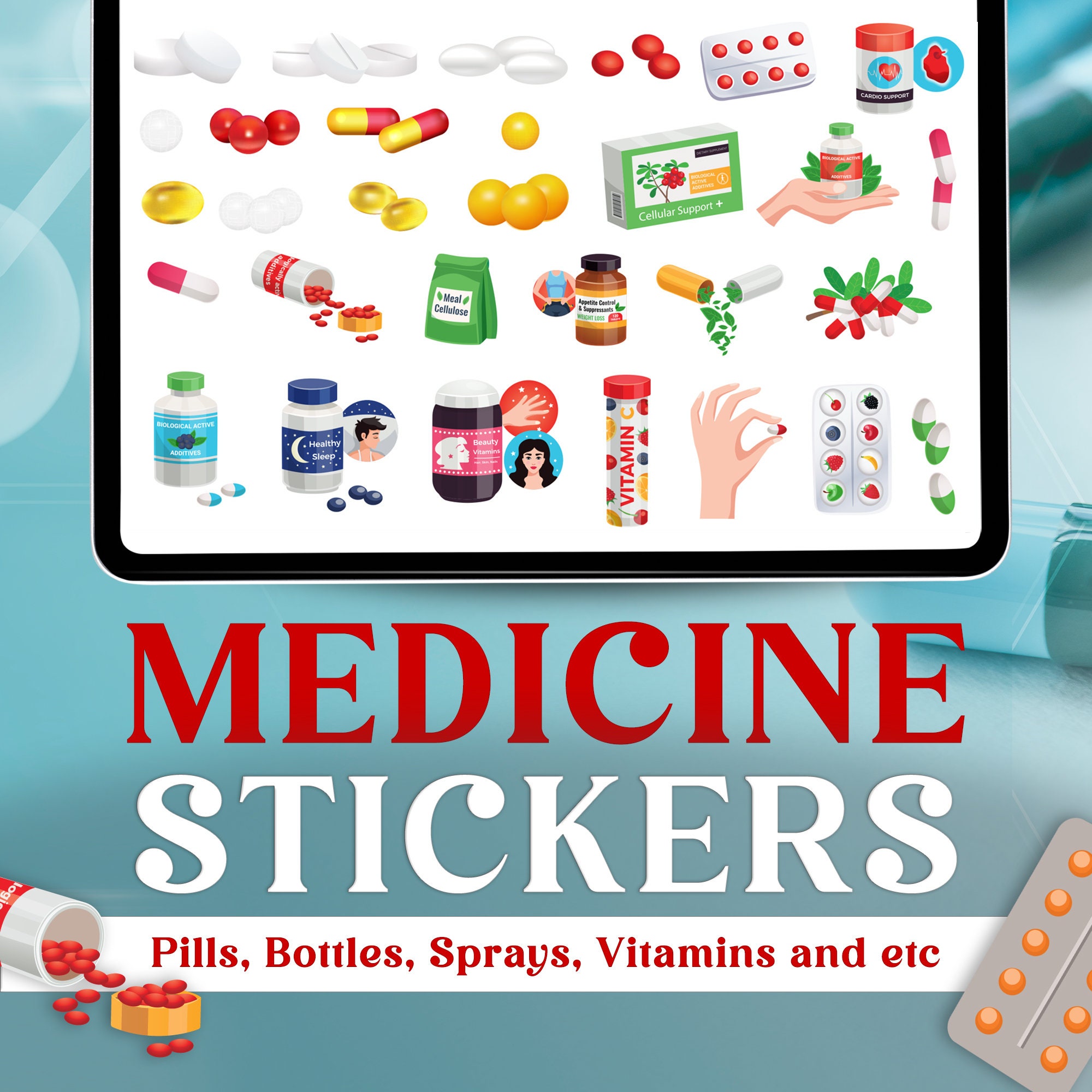 Medicine Digital Sticker Pack Precropped Goodnotes - Etsy