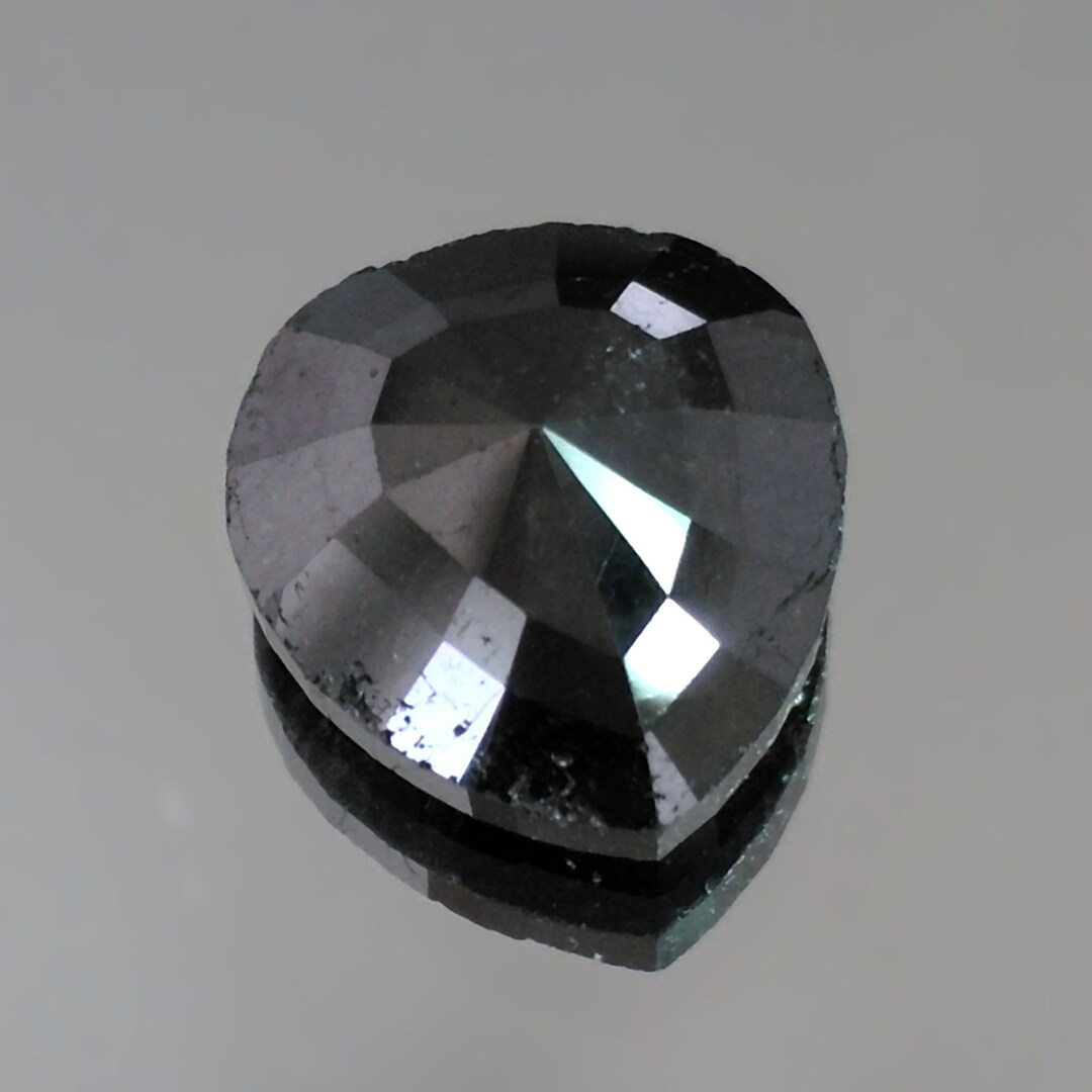 4.55ct Pear Rose Cut Jet Black Natural Loose Diamond: April Birthstone ...