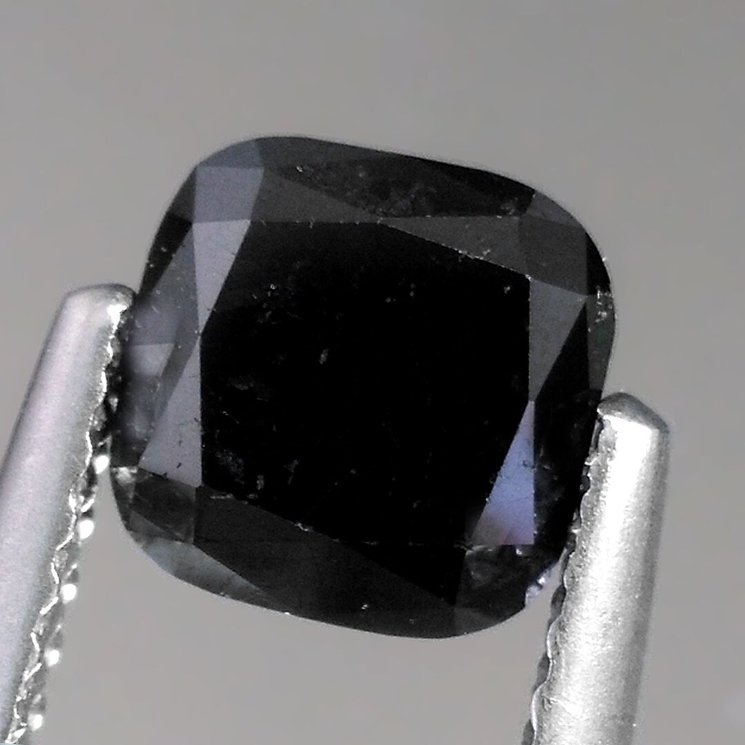 1.59cts 6mm Cushion Cut Fancy Jet Black Natural Earth Mined Loose ...