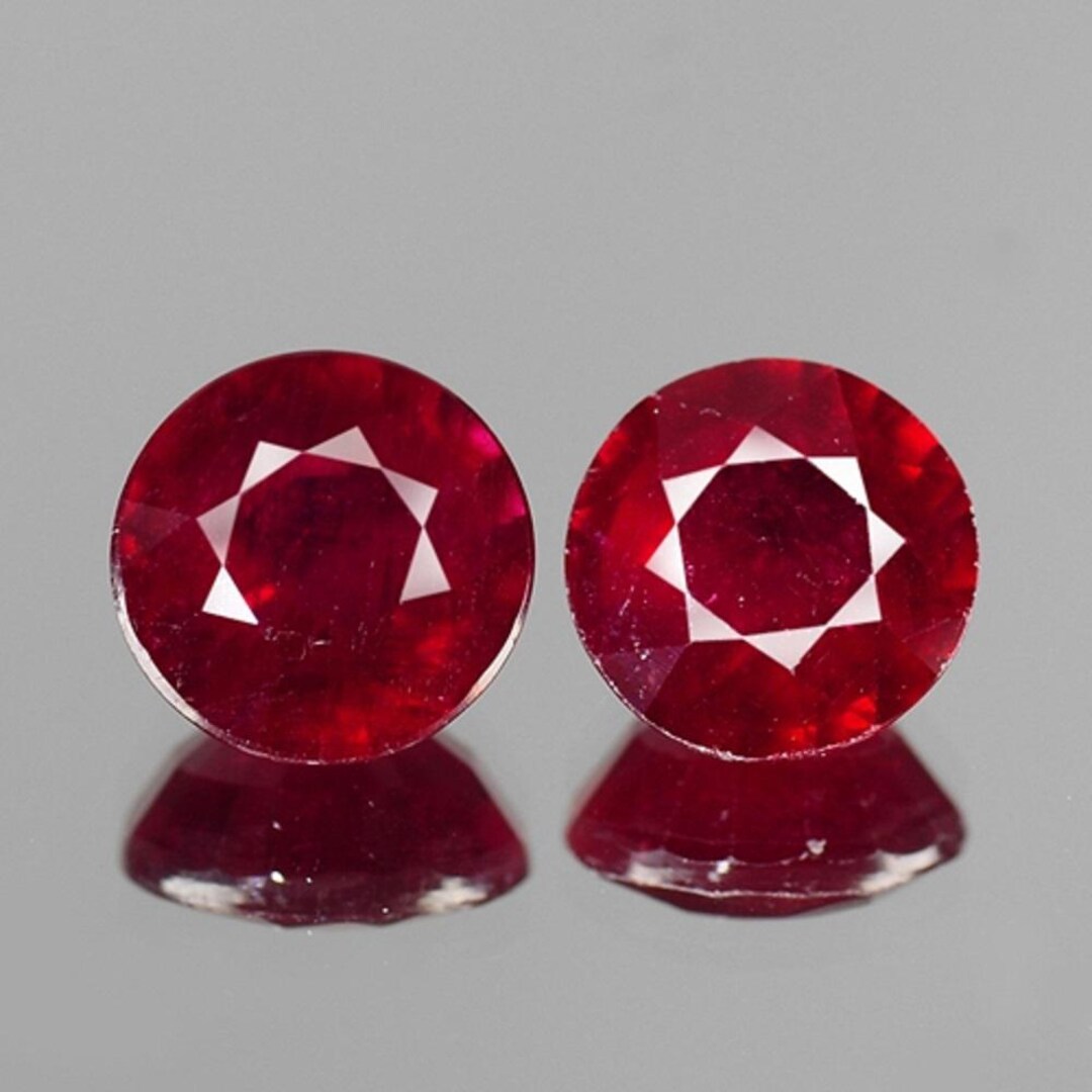 5.40cts 8mm Cute Round Pair Pigeon Blood Red Natural Ruby Loose Genuine ...