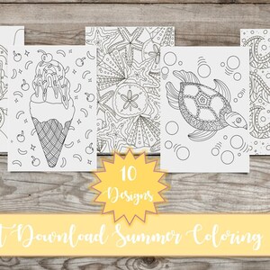 10 Summer Coloring Pages Bundle Ocean Watermelon - Etsy