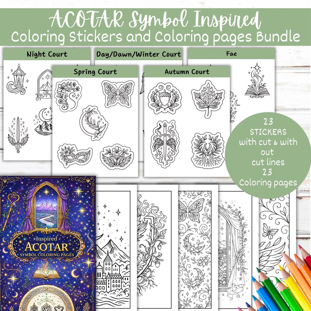 ACOTAR Symbol Coloring Pages & Stickers | Fantasy Fae Runes (PDF) - Etsy