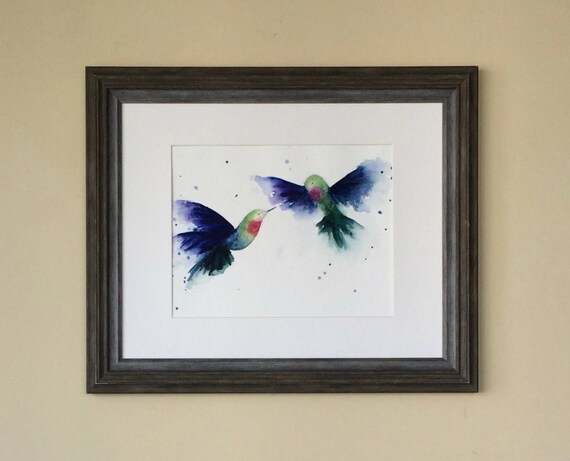 Watercolor Hummingbirds an Art Print of an Abstract Painting | Etsy