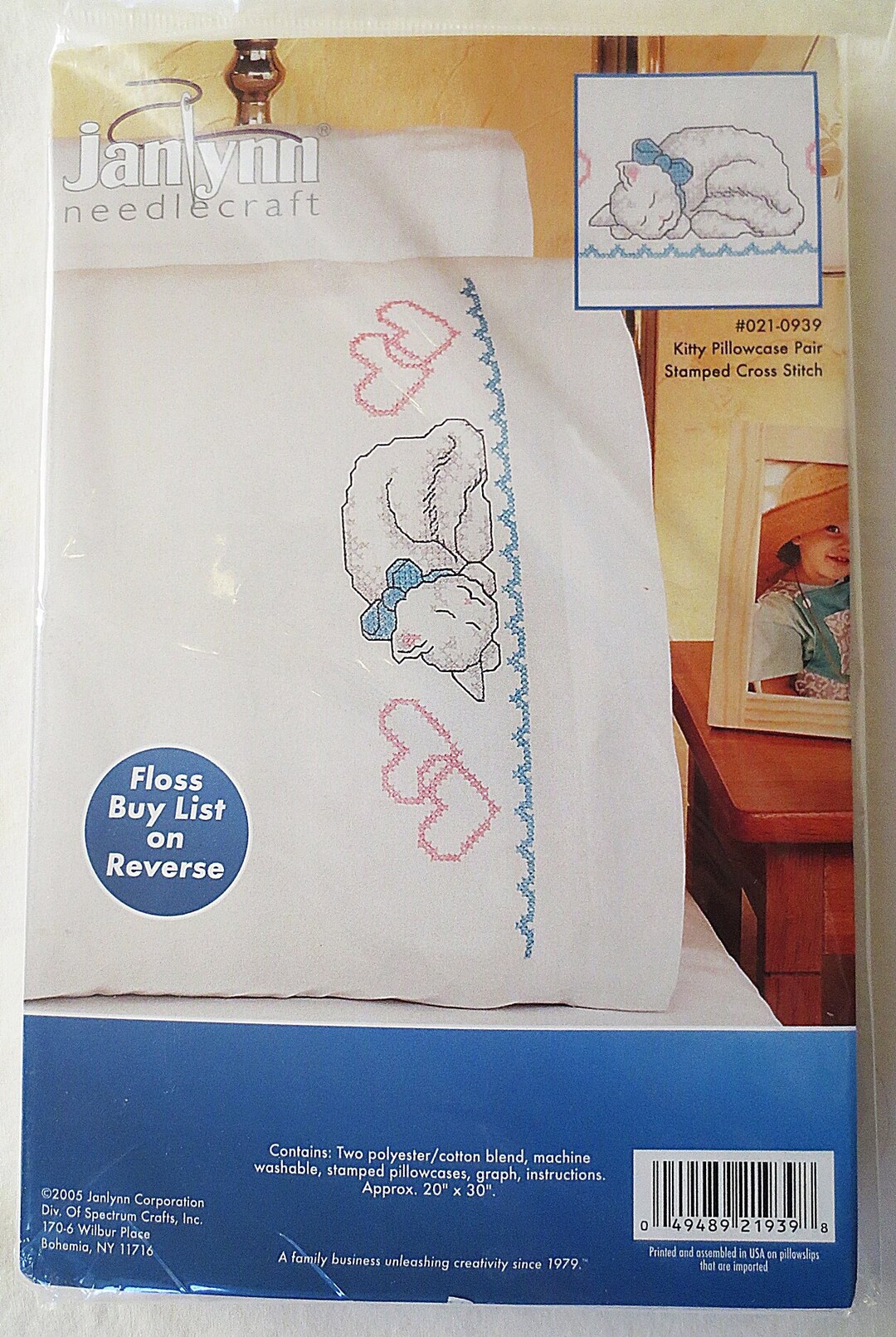 Janlynn Needlecraft Kitty Pillowcase Pair Stamped Cross Stitch Kit - Etsy