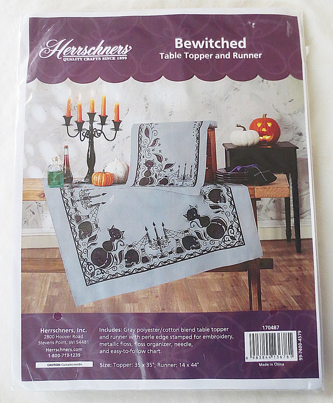 Herrschners Bewitched Halloween Table Topper & Runner Embroidery Kit - Etsy