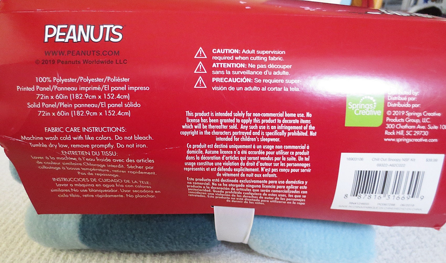 Peanuts Snoopy Chill Out Design No-sew Fleece Throw Kit-new - Etsy