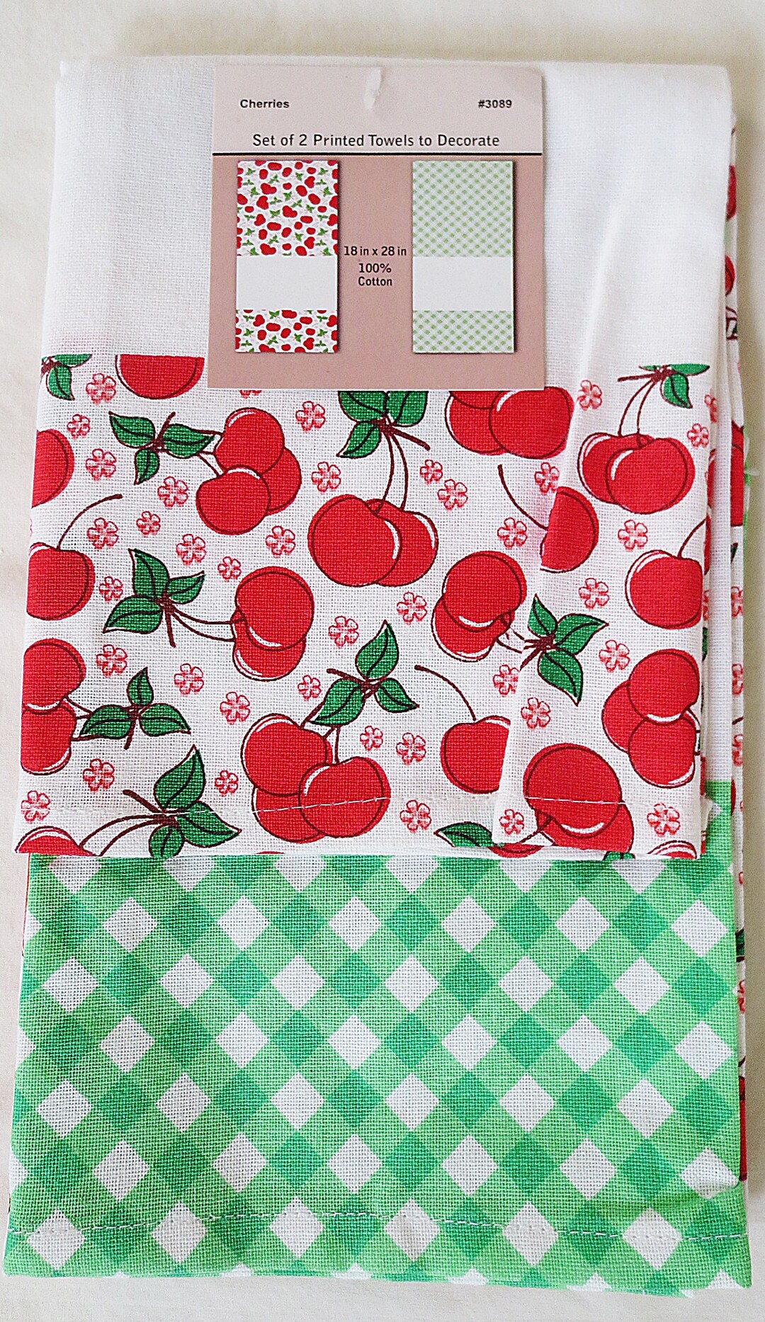 Design Works Cherries Design Towels Fabric Blank Set of 2 - Etsy