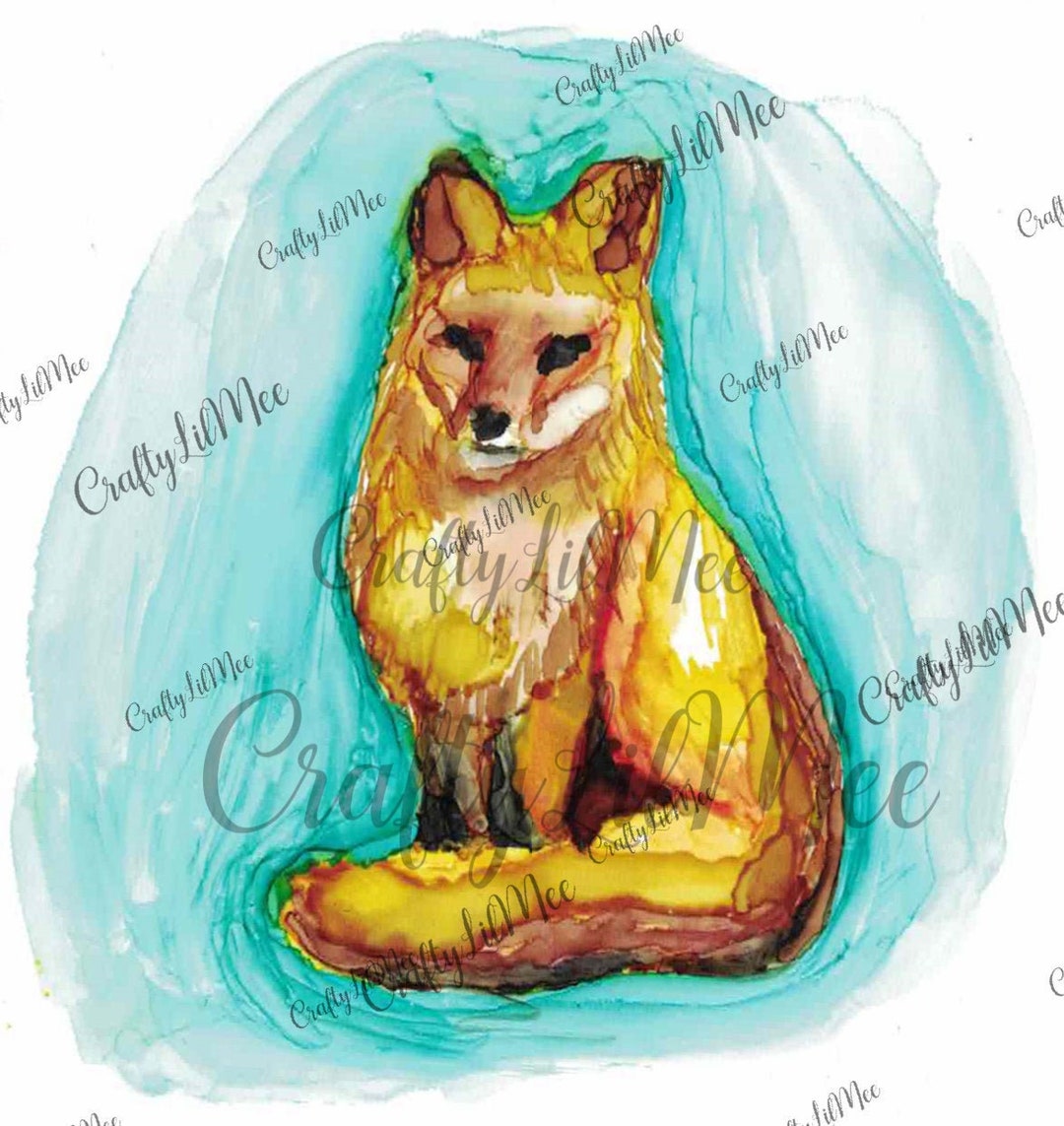 Alcohol Ink Fox Image PNG File Digital Download Waterslide - Etsy