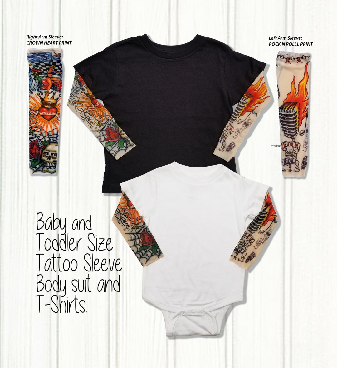 Tattoo Sleeved Baby Bodysuit, Baby Romper, Baby Creeper, Toddler T ...