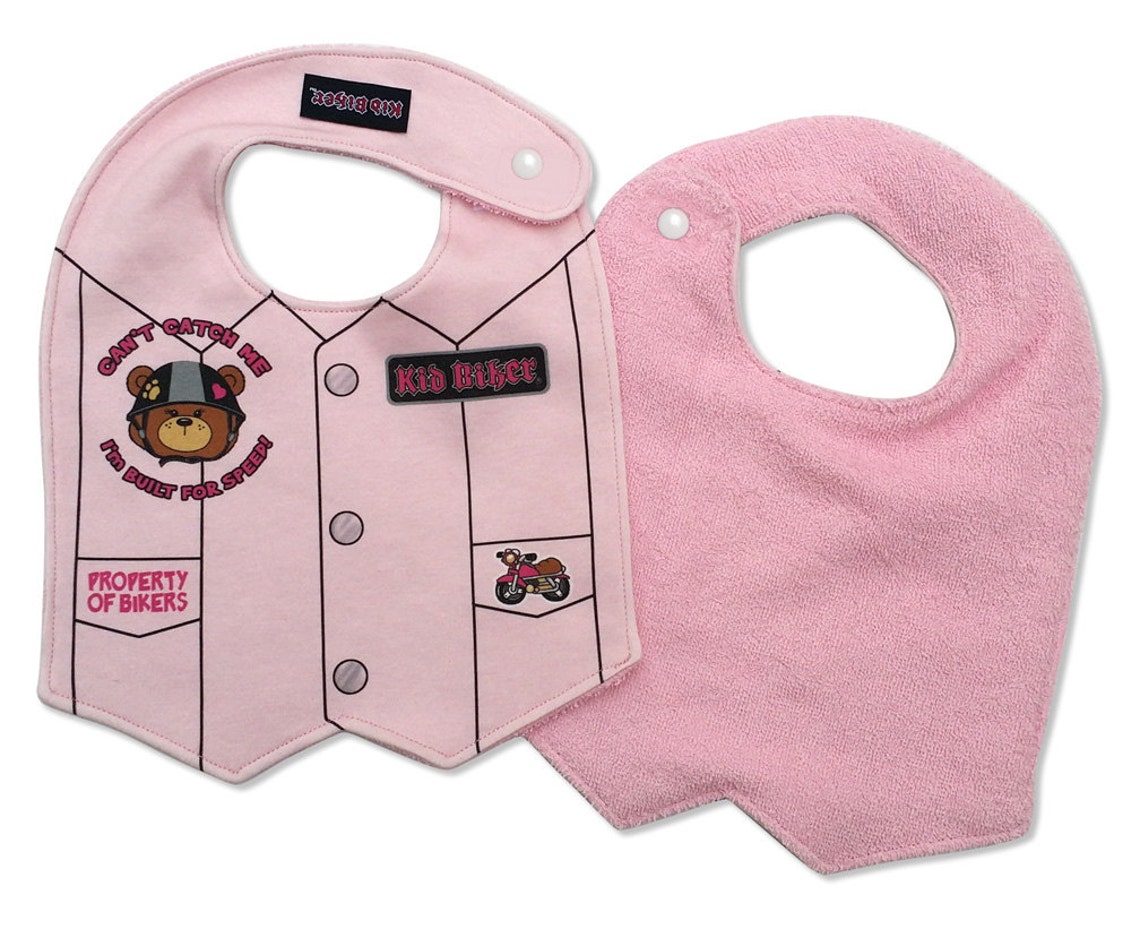 BABY BIKER BIB Baby Girl Pink Motorcycle Vest Bib | Etsy