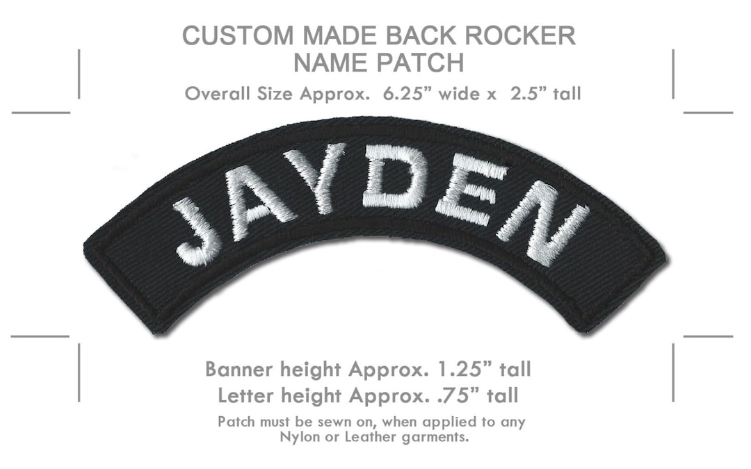 CUSTOM EMBROIDERY ROCKER Name Patch, Personalized Embroidery Patch for ...