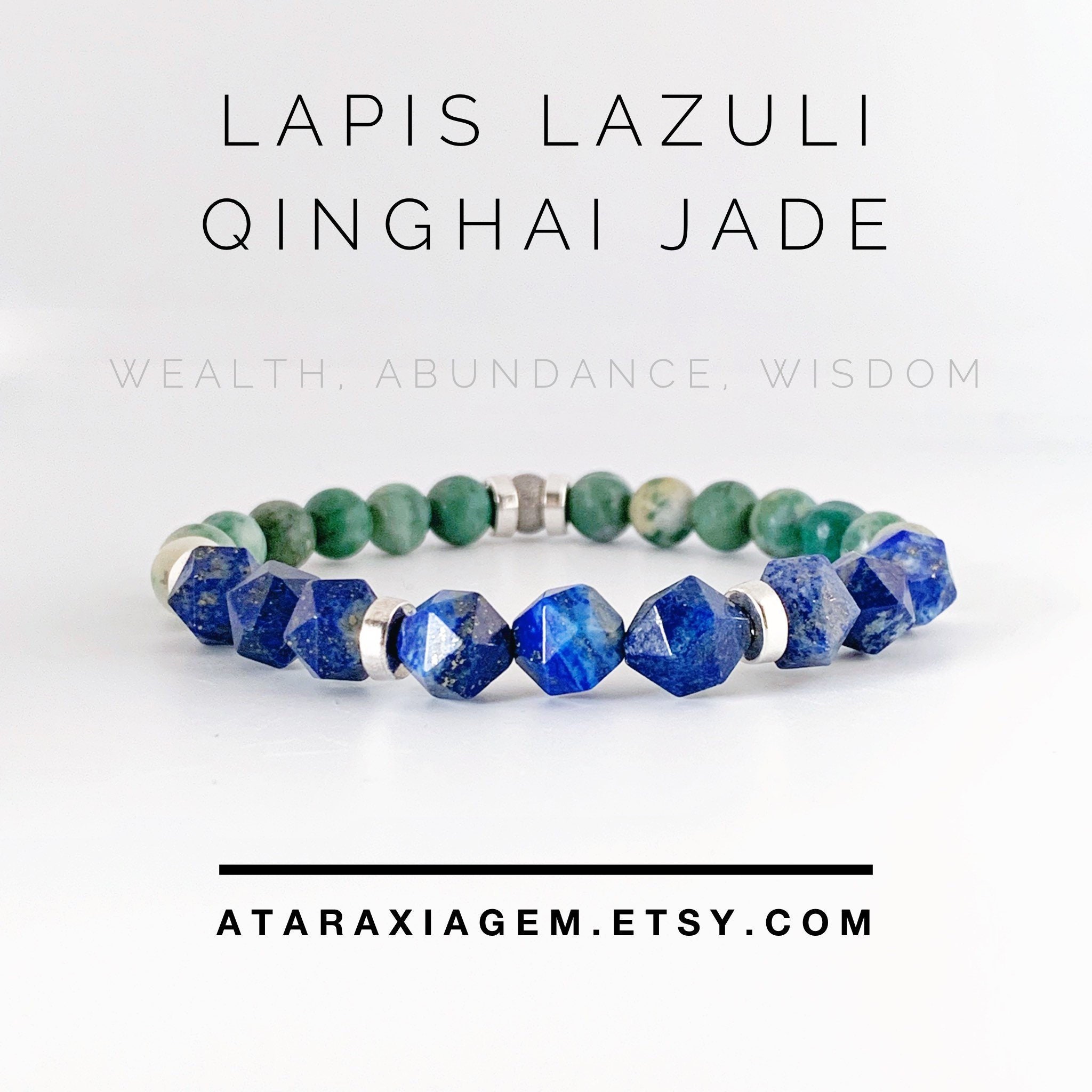 Grade AAA Lapis Lazuli Qinghai Jade Gemstone Healing Bracelet, Healing ...