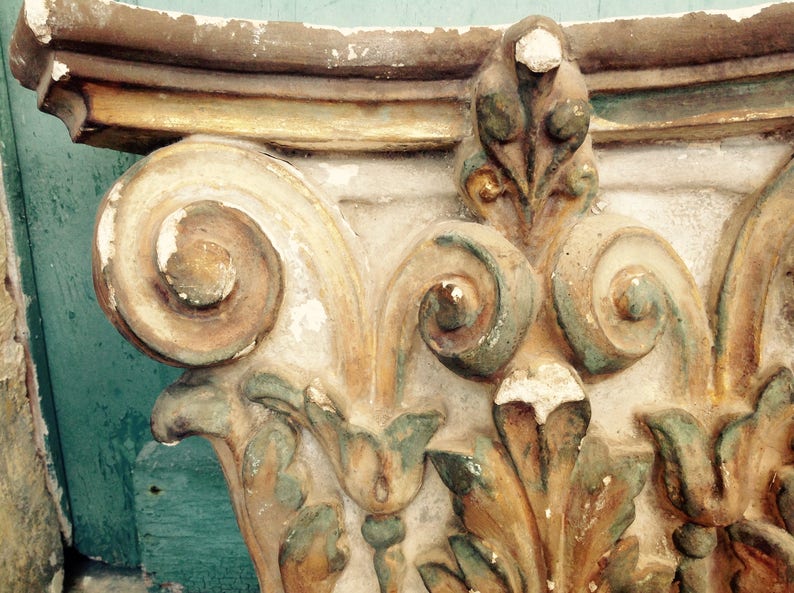 Plaster capitals pair Beautiful pair of antique French | Etsy