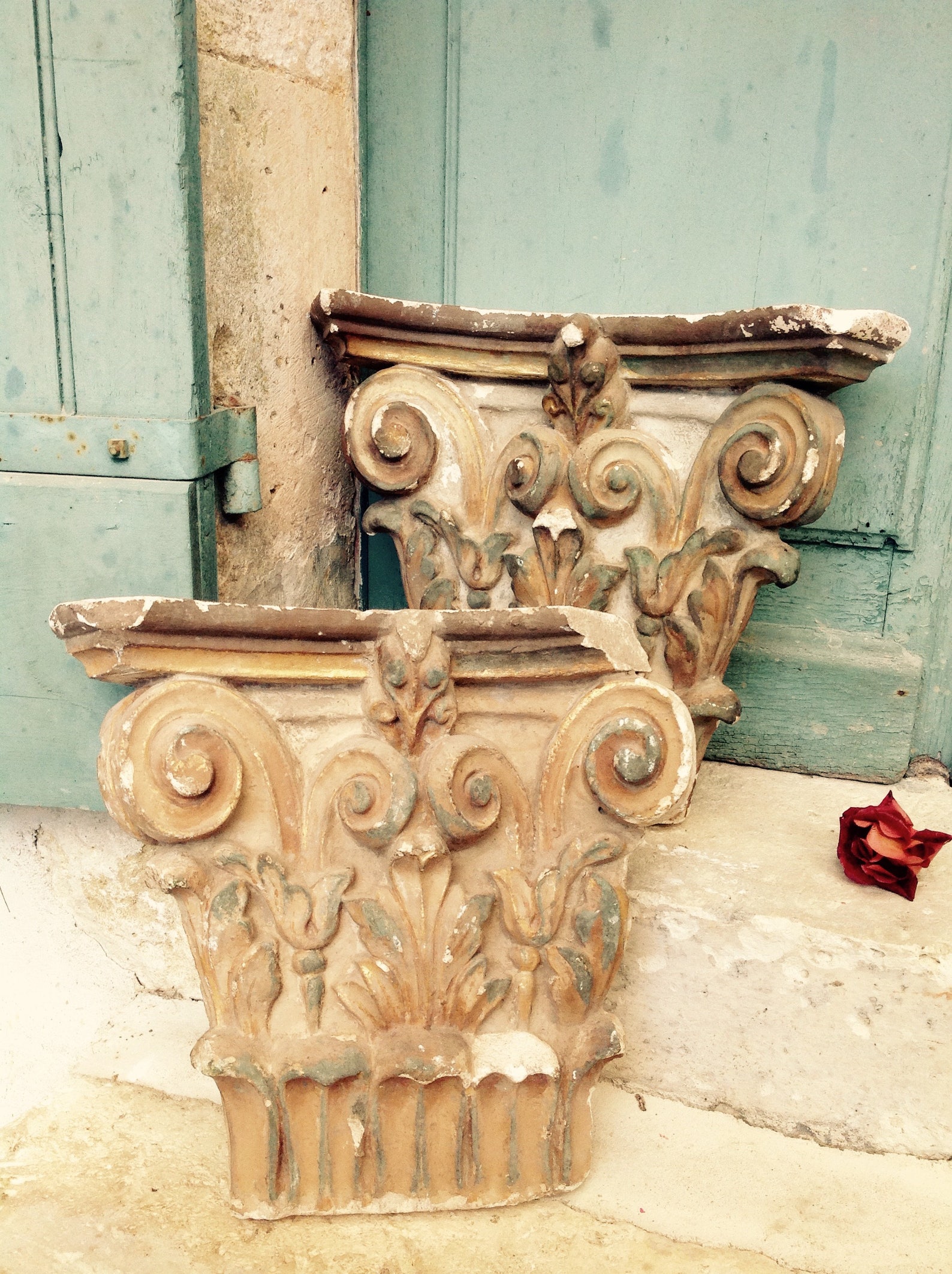 Plaster capitals pair Beautiful pair of antique French | Etsy