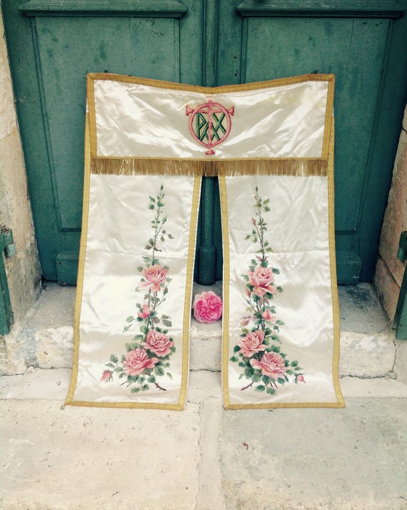 Painted Silk Hanging Stunning Antique French Large Hand | Etsy