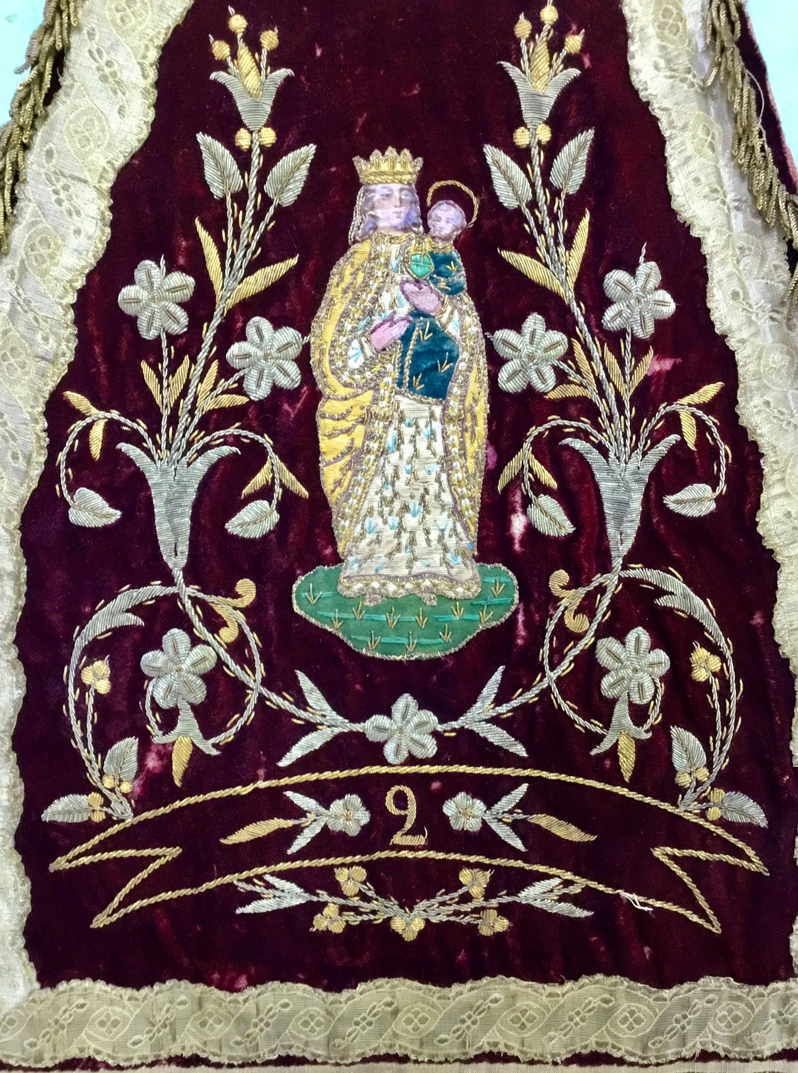 A Stunning Late 17th Century Embroidery Ecclesiastical Virgin Mary ...