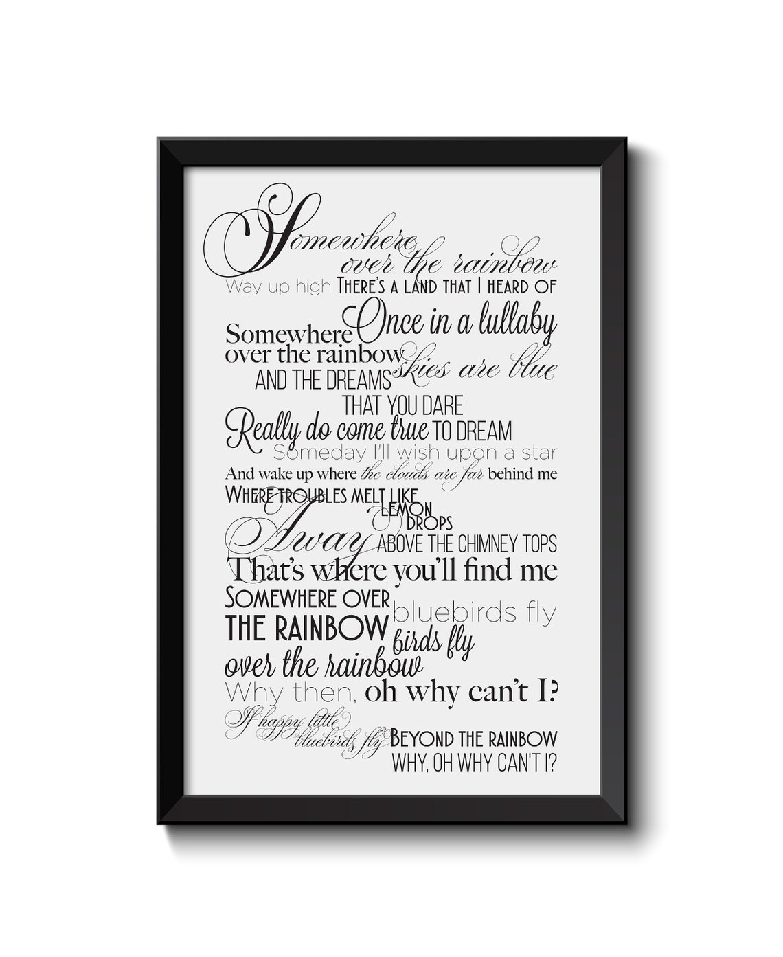Somewhere Over the Rainbow by Judy Garland Lyrics Typography - Etsy