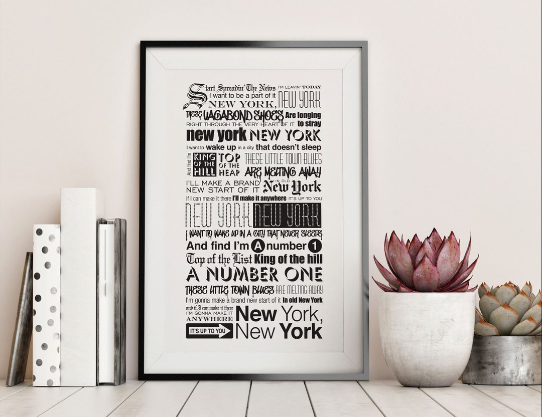 New York, New York by Frank Sinatra Lyrics Typography Poster - DIGITAL ...
