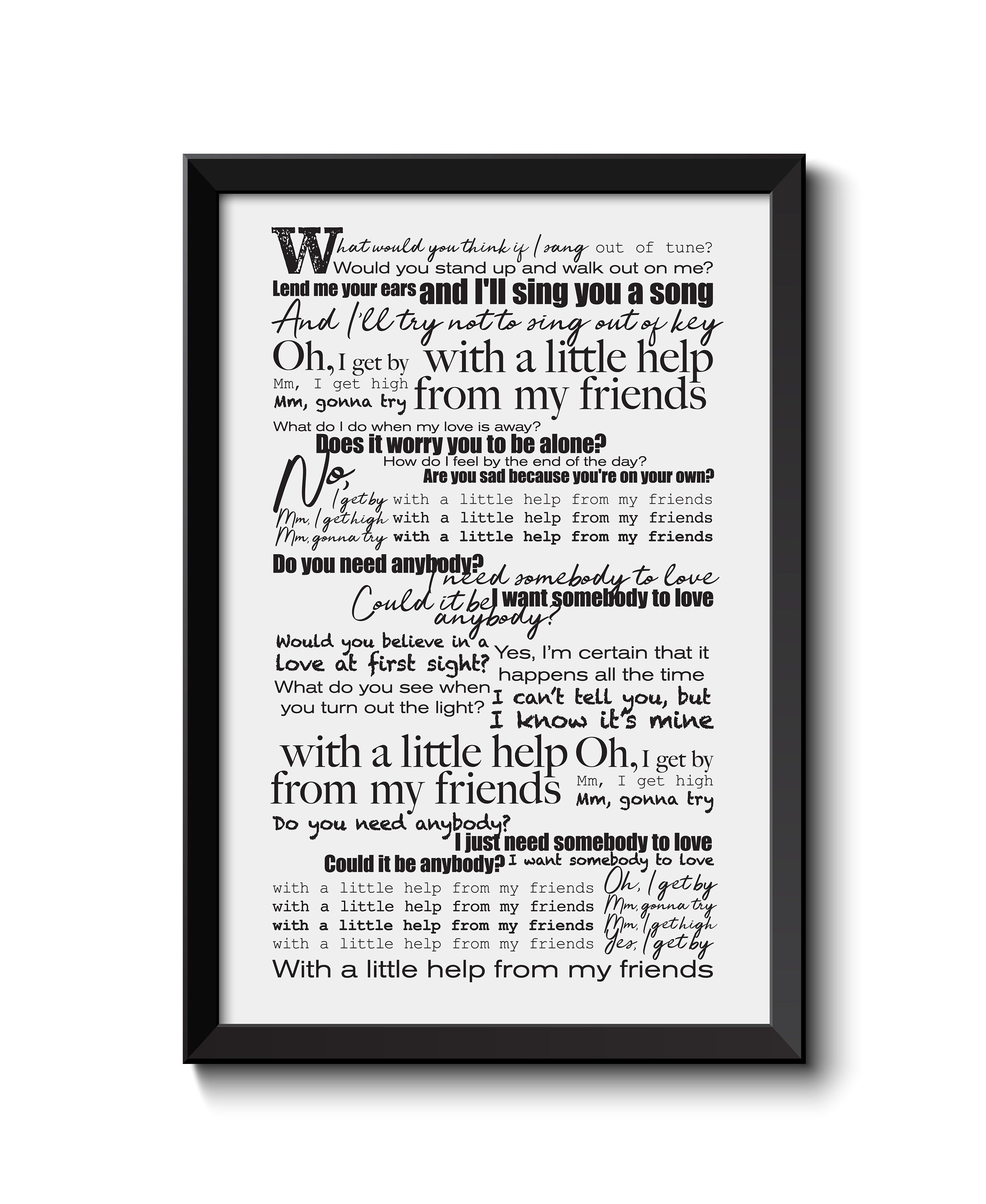 With A Little Help From My Friends Lyrics Poster the Beatles - Etsy UK