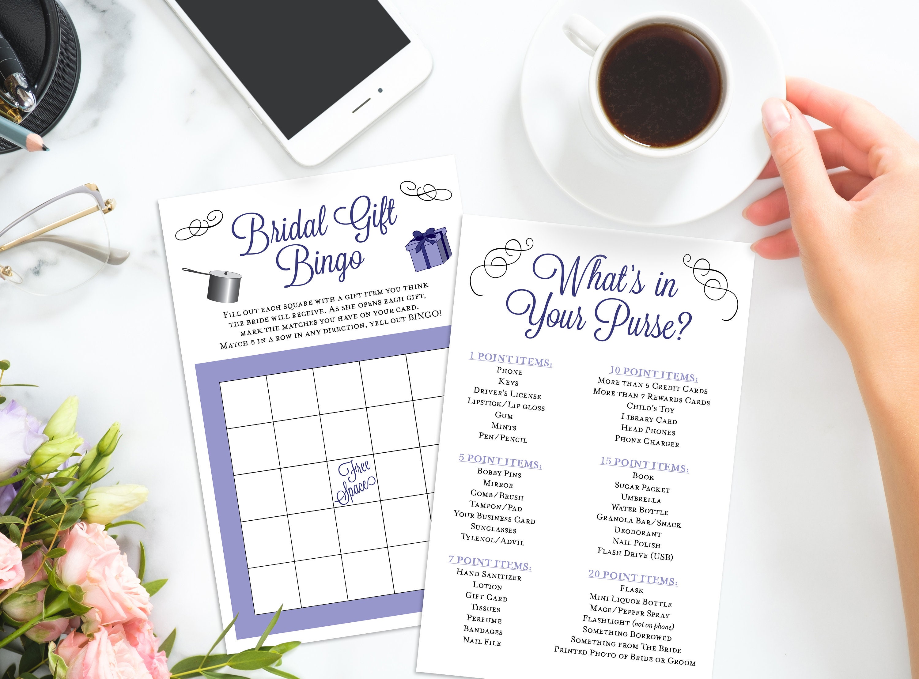 Bridal Shower Bingo & Purse Game - DIGITAL FILE ONLY - Etsy UK