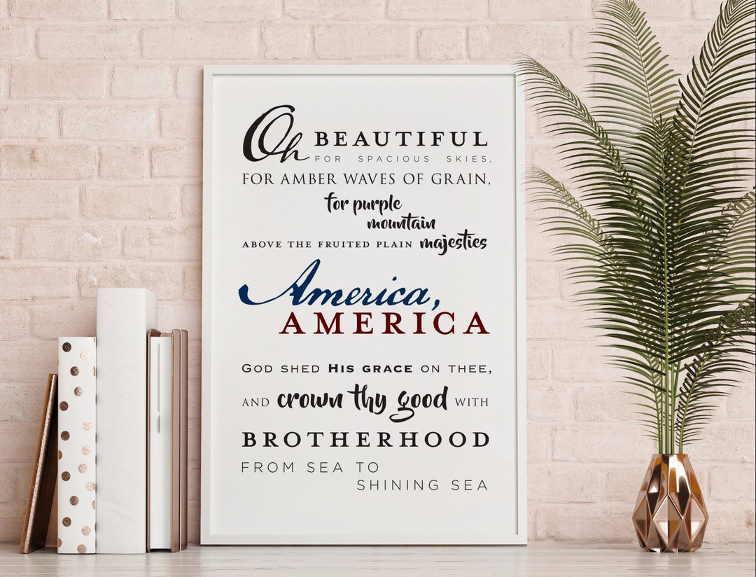 America, the Beautiful - Song Lyric Poster - July 4th Decor - Etsy