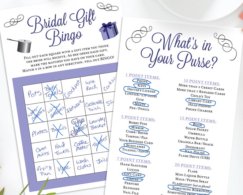 Bridal Shower Bingo & Purse Game DIGITAL FILE ONLY - Etsy