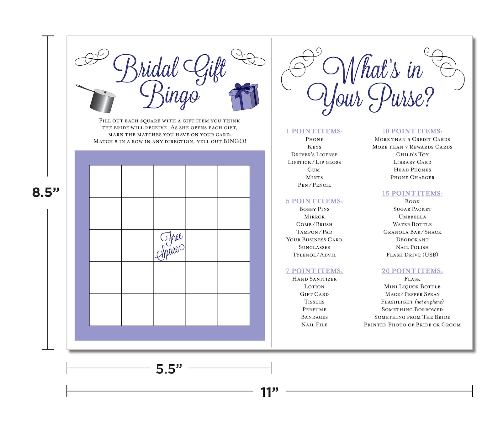 Bridal Shower Bingo & Purse Game DIGITAL FILE ONLY | Etsy
