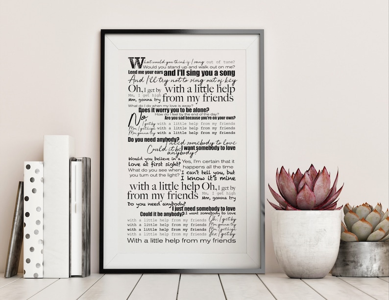 With A Little Help From My Friends Lyrics Poster- the Beatles - Joe ...