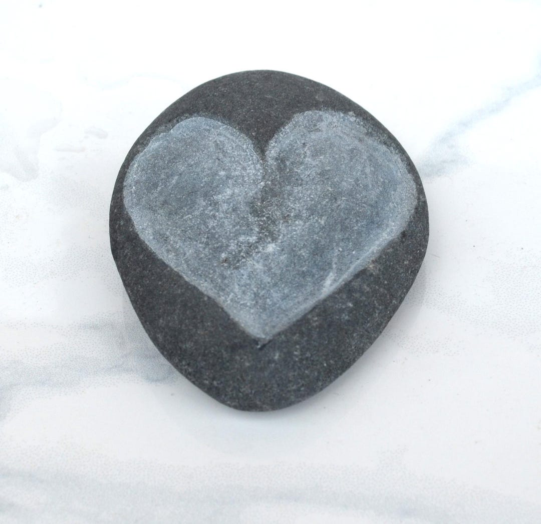 Heart Carved in Stone, Natural Love Heart Shaped Engraved River Rock ...
