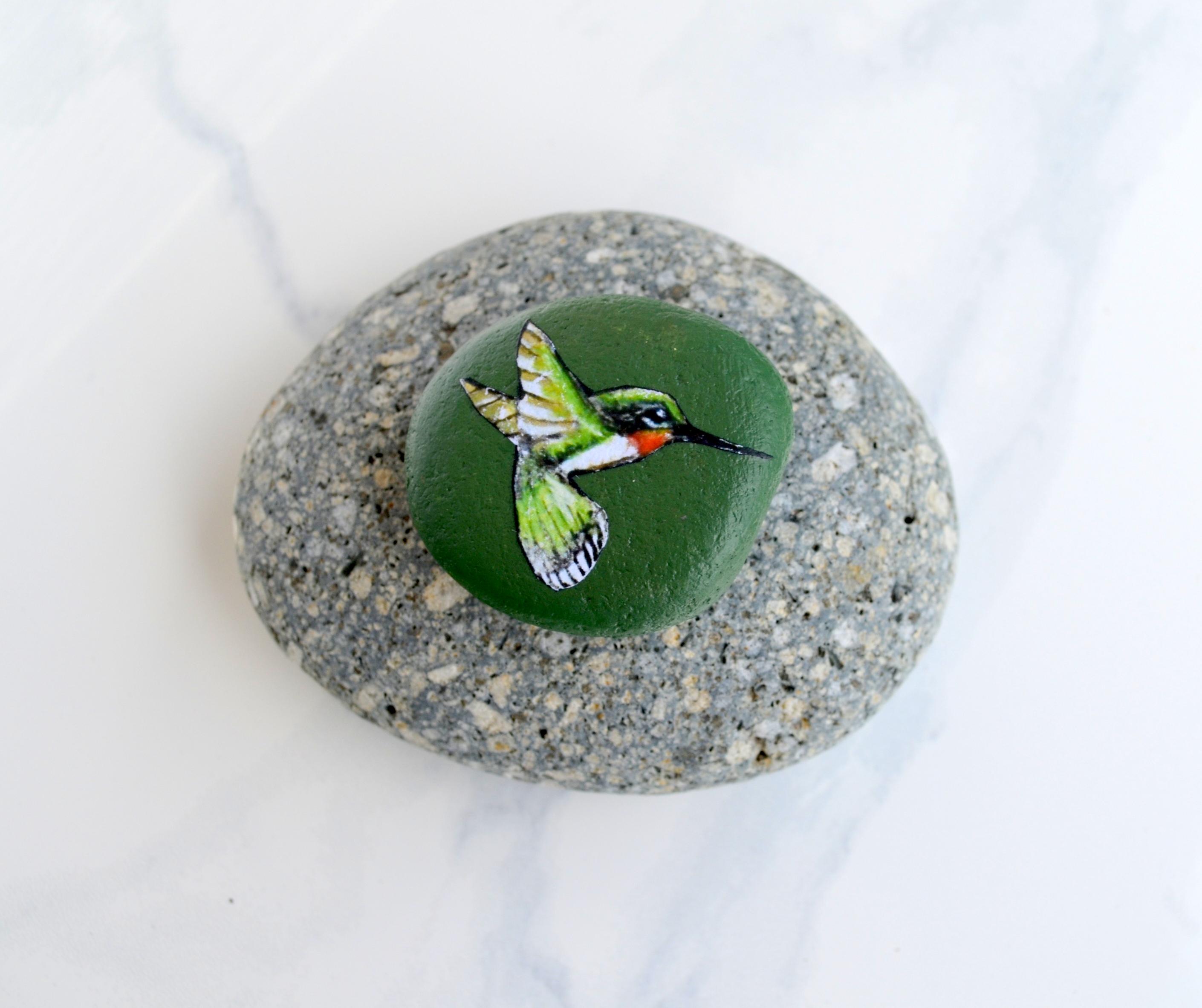 Hummingbird Painted Rock Art, Original Print on Stone Nature Gift - Etsy