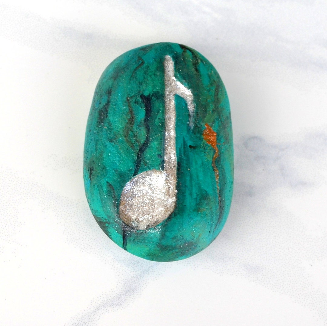 Musical Note Token Stone, Symbol of Sound Art, Hand Carved Gift, Hand ...