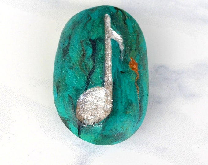 Musical Note Token Stone, Symbol of Sound Art, Hand Carved Gift, Hand ...